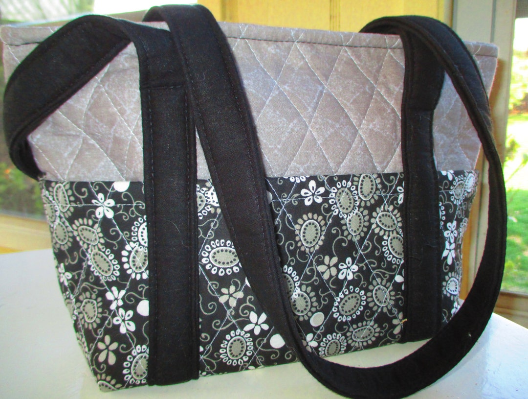 Small Gray Tote, so Cute Little Tote, Quilted Tote Bag, Quilted Purse ...