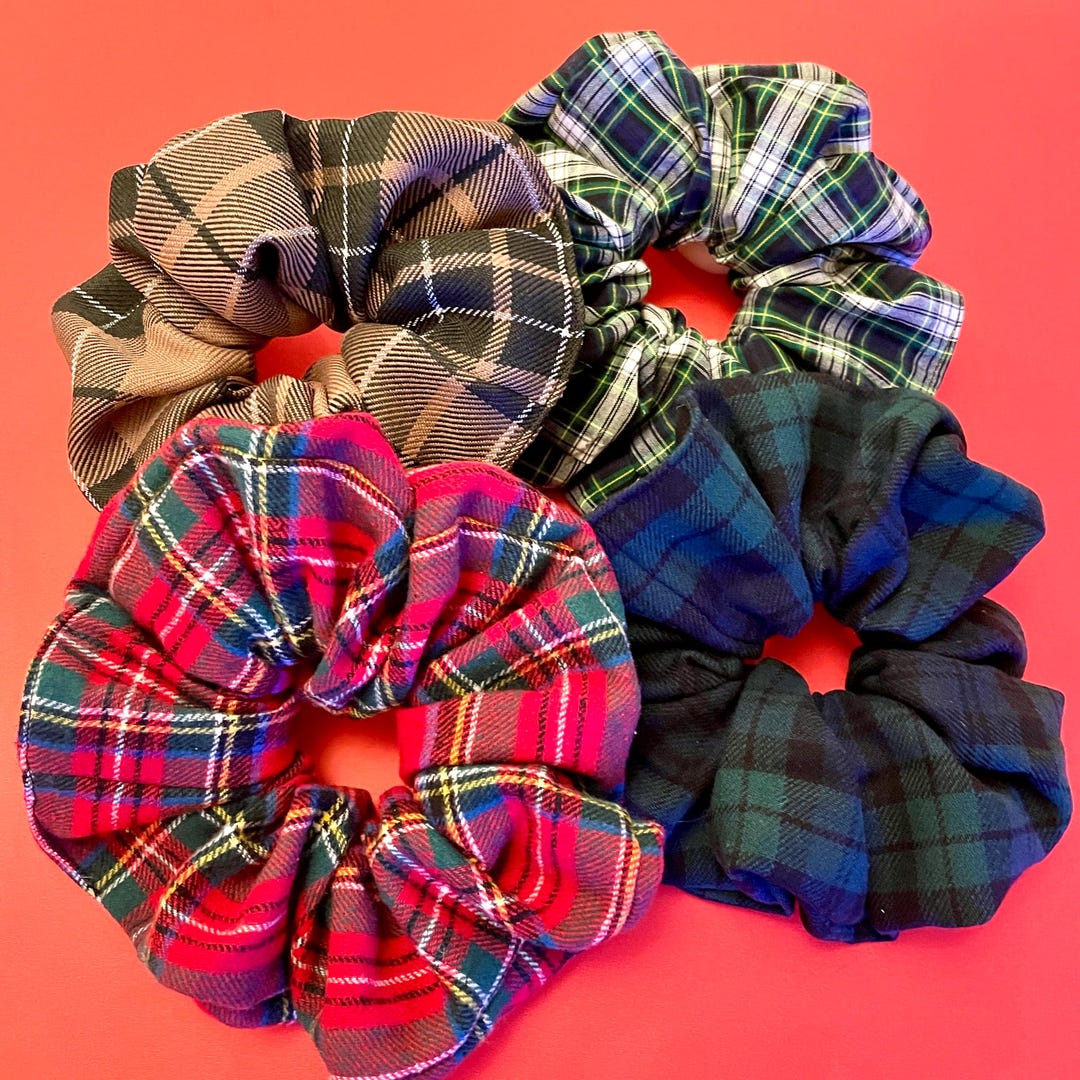 Handmade Tartan Plaid Scrunchie: Cotton Hair Tie - Etsy