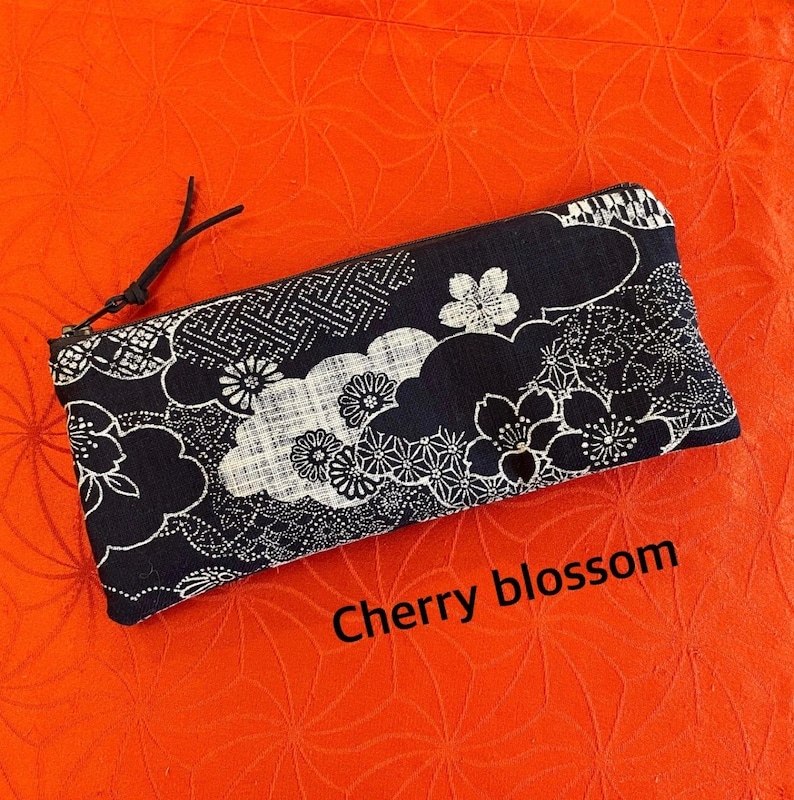 Japanese Indigo Zipper Pouch: Pencil Case, Patchwork Wallet, Dragonfly ...
