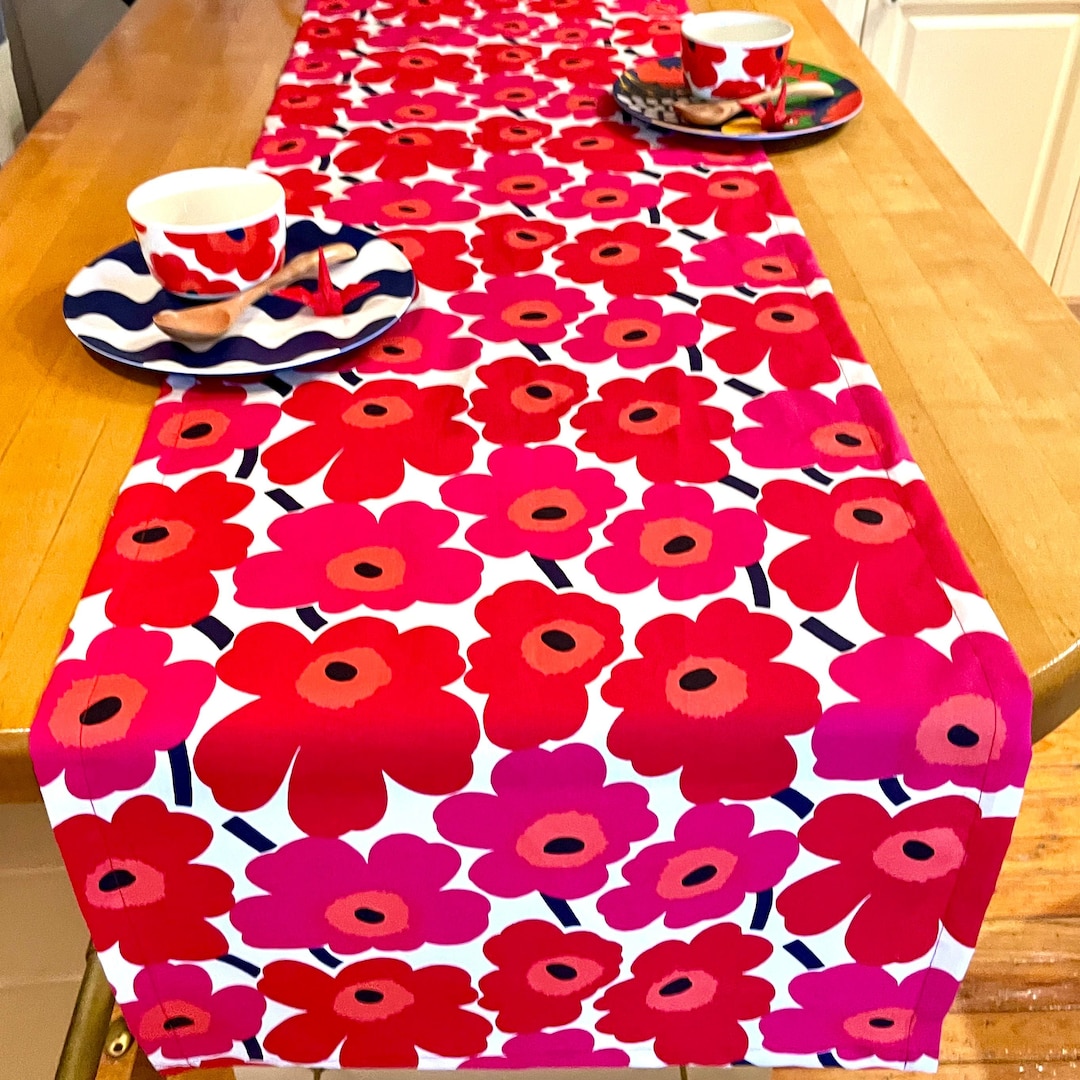Handmade Marimekko Unikko Table Runner,un-lined Table Topper, Kitchen ...