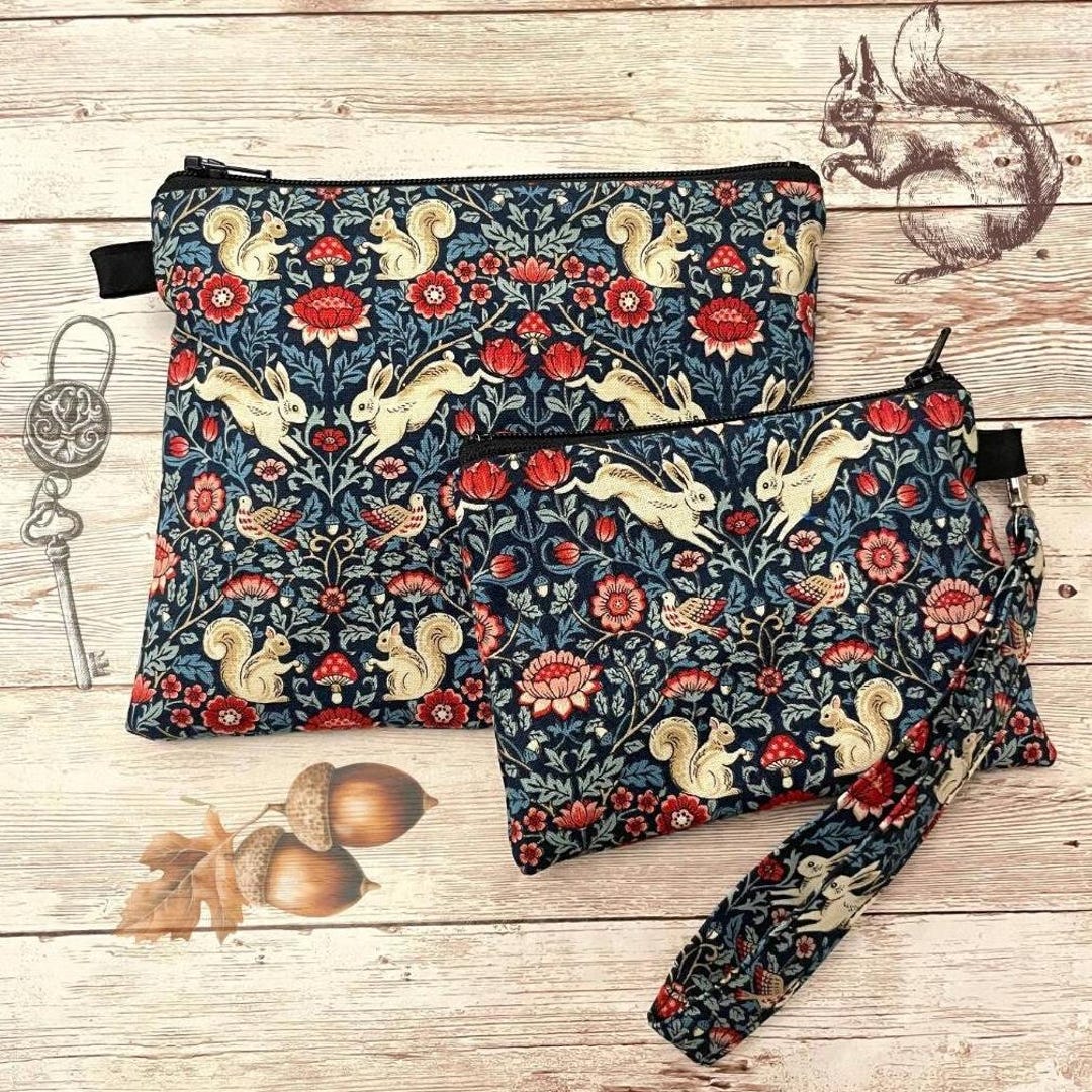 Woodland Creature Zip Pouch: Rabbit, Squirrel & Bird Coin Purse - Etsy