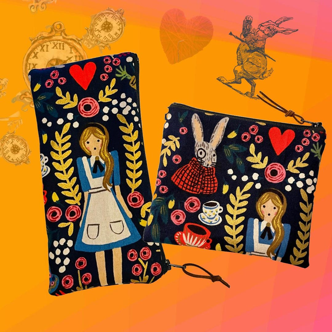 Alice in Wonderland Zipper Pouch: Rifle Paper Co. Linen Canvas Makeup ...