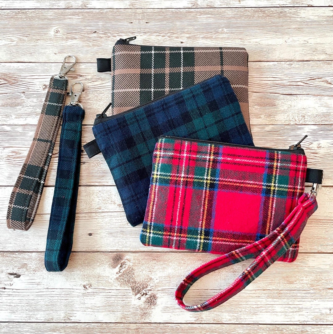 Tartan Plaid Zipper Pouch: Handmade Cotton Flannel Coin Purse With ...