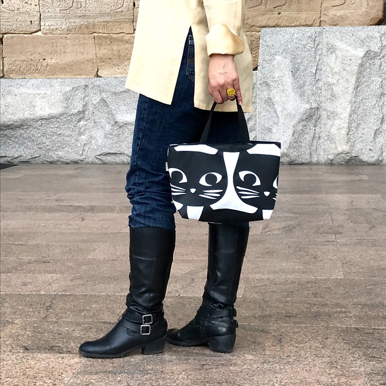 Handmade Black Cat Tote Bag: Japanese Style Cotton Twill - Etsy