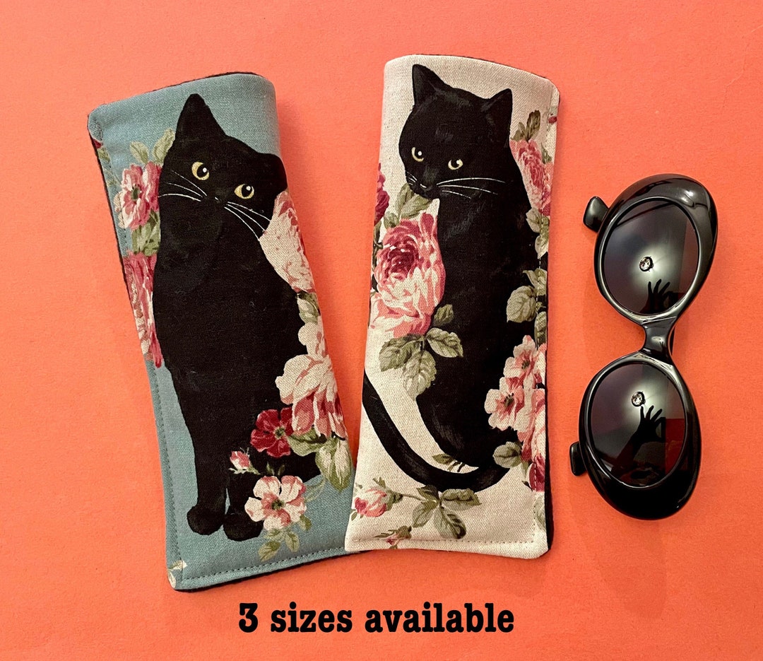 Black Cat Eyeglass Case Linen Eyeglass Casesoft Padded Case Reading Glass Case Sunglasses