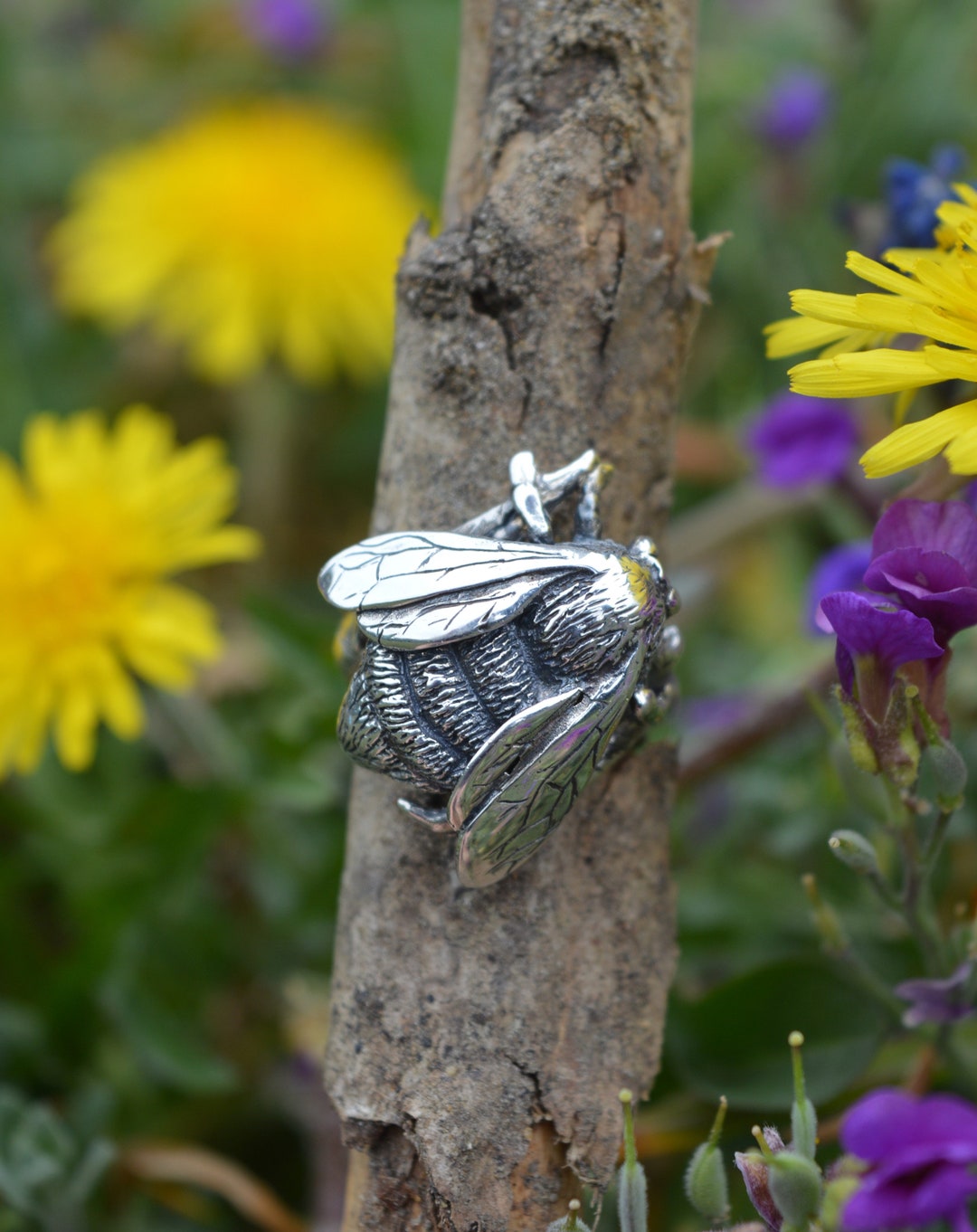 Sterling Silver Bumble Bee Ring - Bumblebee Ring - Etsy