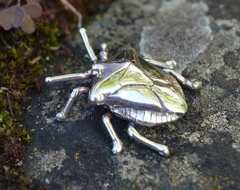 Sterling Silver Lapel Pin Bronze Shieldbug Beetle Brooch | Etsy
