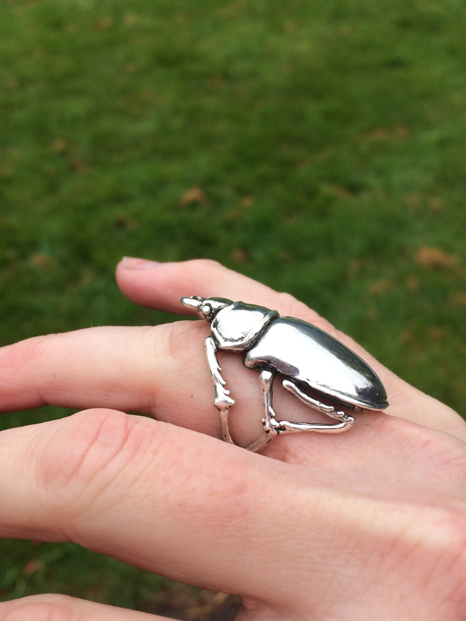 Stag Beetle Ring Female Stag Beetle Life-size Silver | Etsy