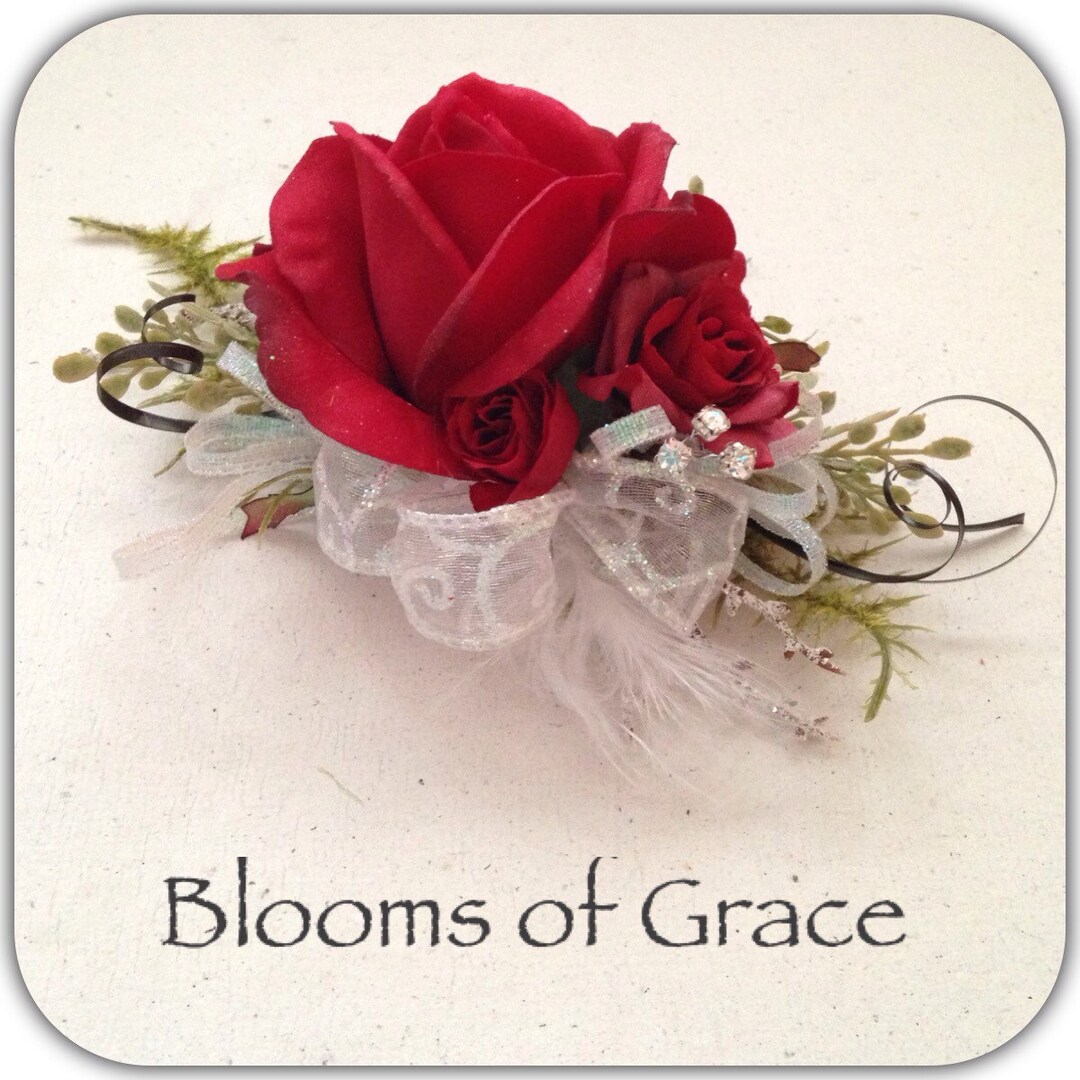 Red Corsage, Prom Corsage, Wedding Wristlet, Princess Corsage, Vintage ...
