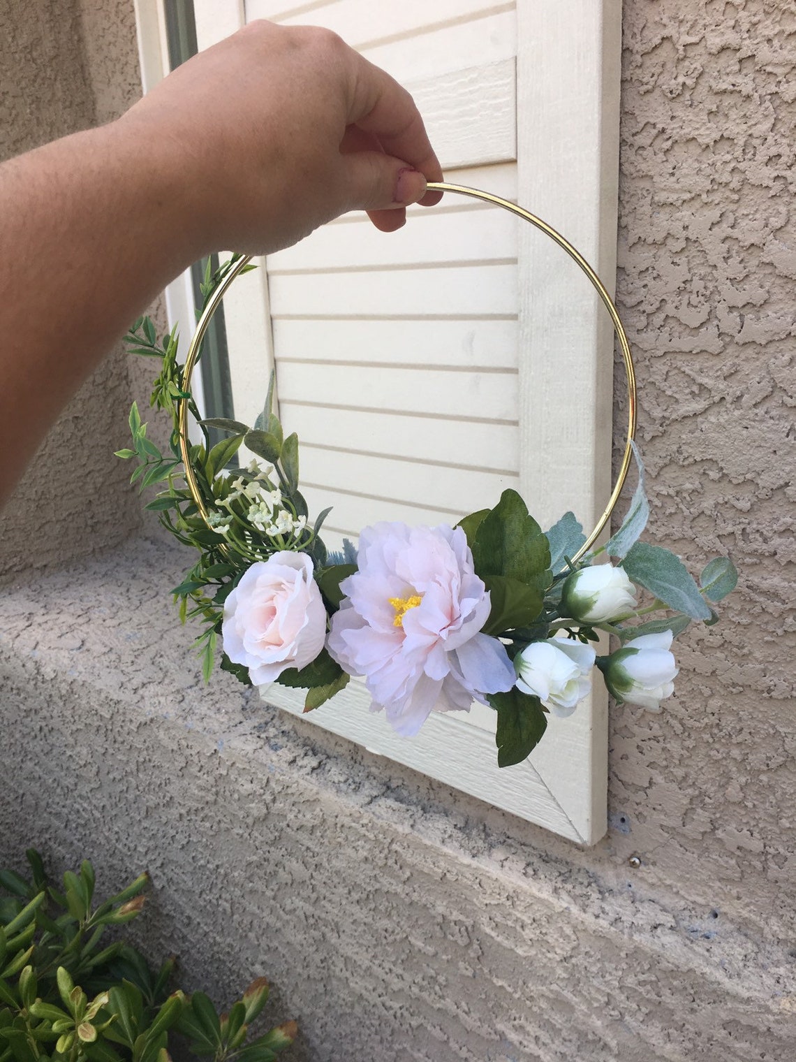 Gold floral hanging hoops flower hoop bridemaids ring | Etsy
