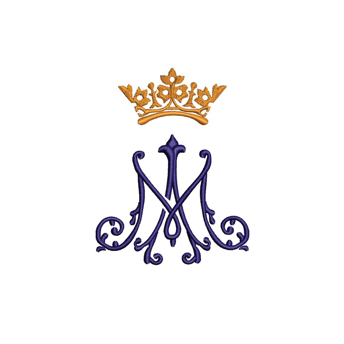 Catholic Marian Monogram With Crown Digital Machine Embroidery - Etsy ...