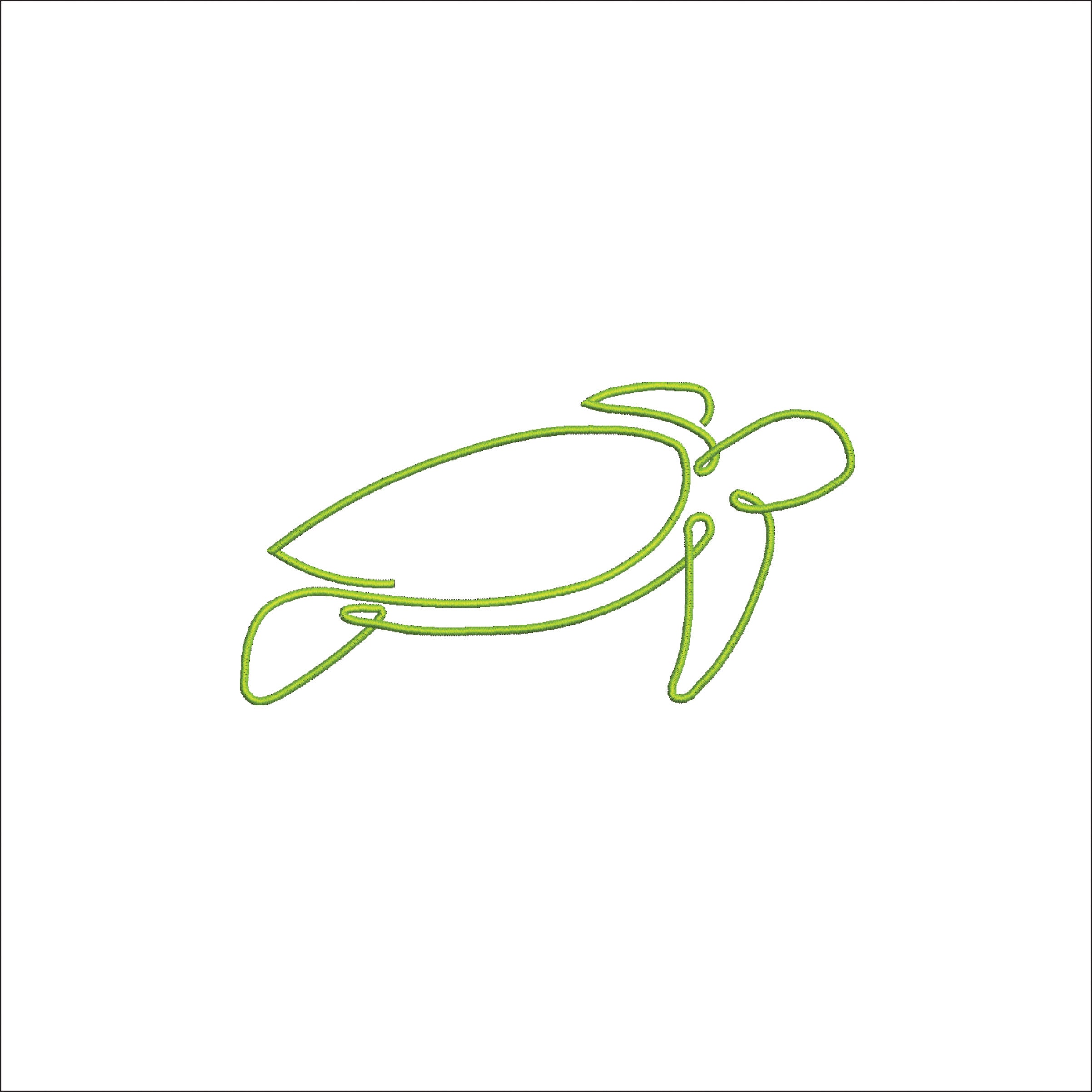 5 SIZES Hand Drawn Turtle Outline Machine Embroidery File - Etsy