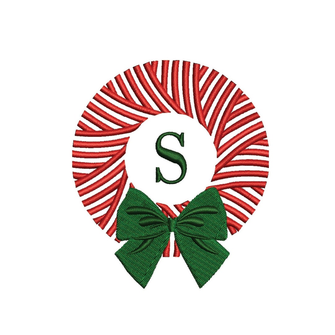 Striped Wreath for Monograms Digital Machine Embroidery File Instant ...