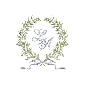 Vintage Floral Wreath With Flowy Bow Digital Machine Embroidery File ...