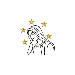 Catholic Virgin Mary Outline Digital Machine Embroidery File Instant ...