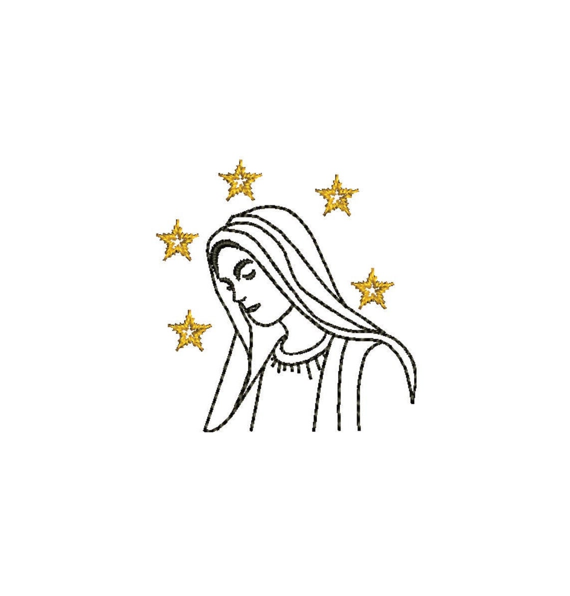 Catholic Virgin Mary Outline Digital Machine Embroidery File | Etsy