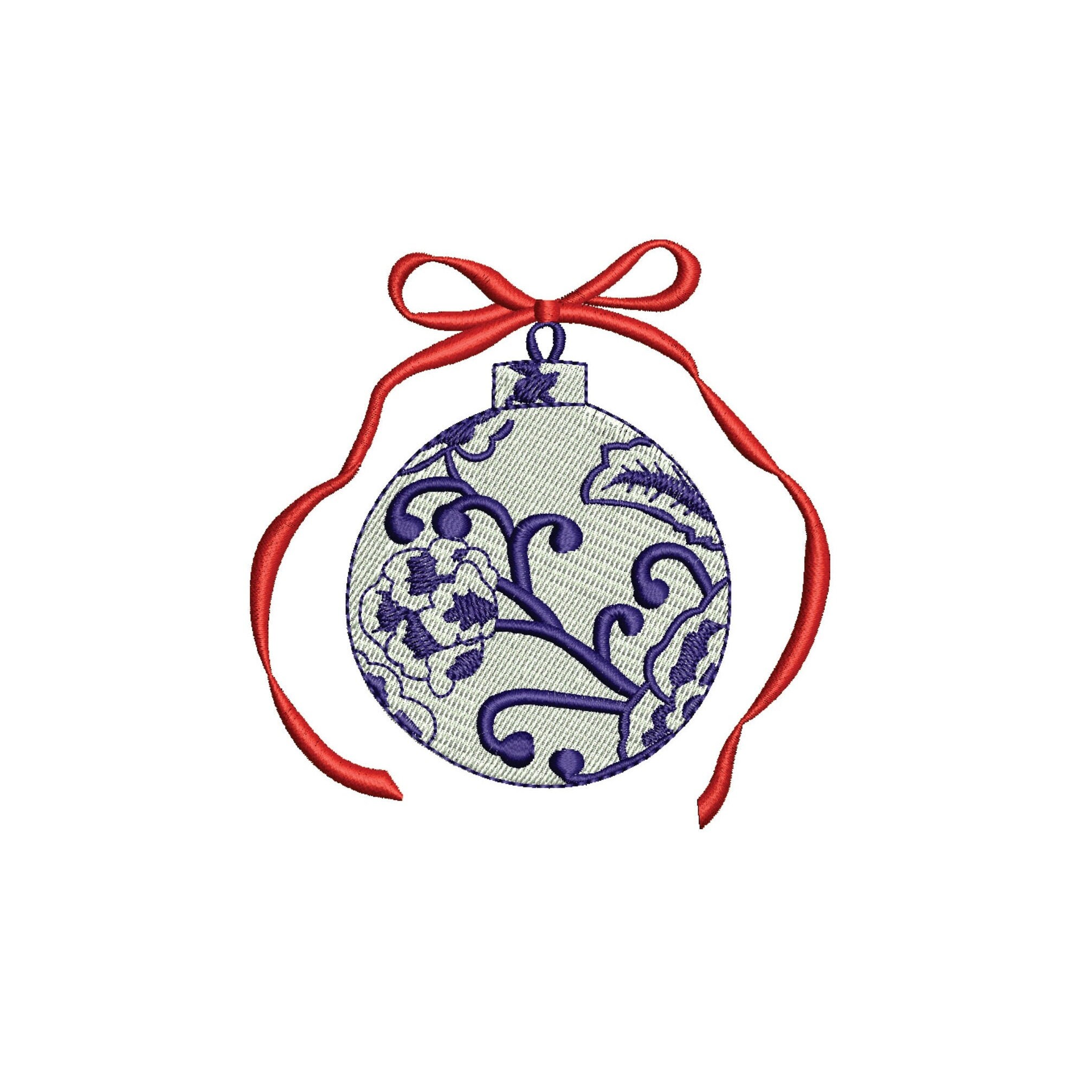 Chinoiserie Christmas Ornament Ball With Bow Digital - Etsy