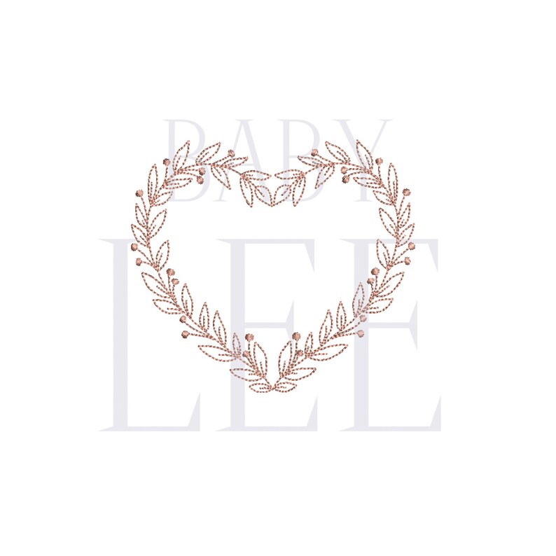 Heart Shaped Wreath Embroidery File Monogram Baby Lee - Etsy