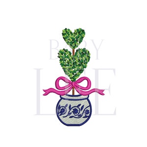 5 Inch Chinoiserie Valentine's Boxwood Topiary Pot - Digital Machine ...