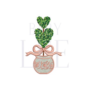 5 Inch Chinoiserie Valentine's Boxwood Topiary Pot - Digital Machine ...