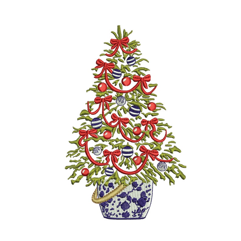 Chinoiserie Christmas Tree Digital Machine Embroidery File - Etsy