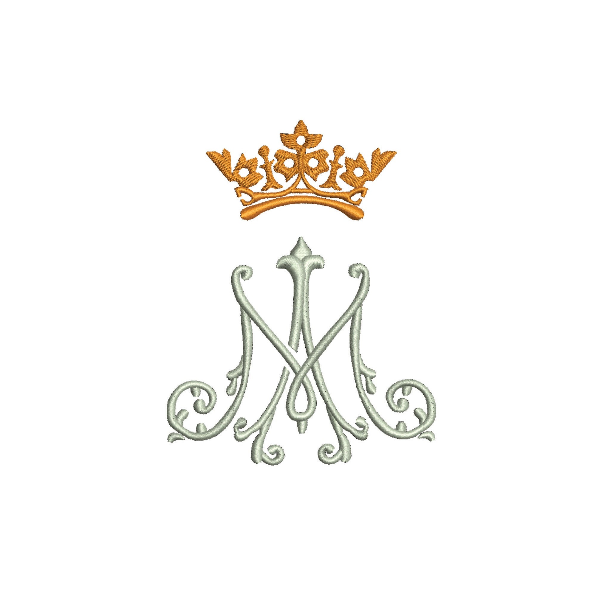 5 Size Catholic Marian Monogram With Crown Digital Machine - Etsy