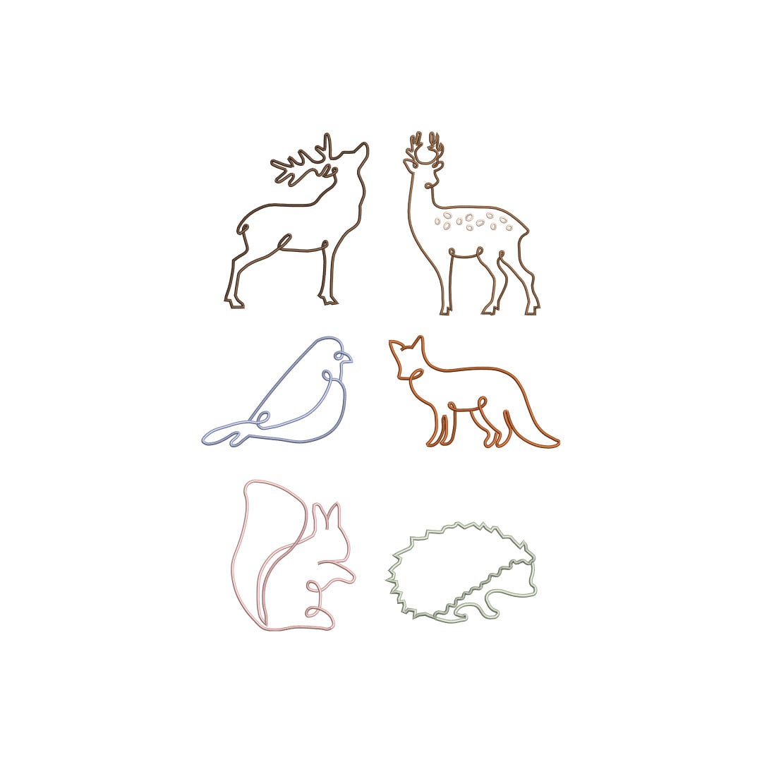 Woodland Animal Outline Digital Machine Embroidery File- Instant ...