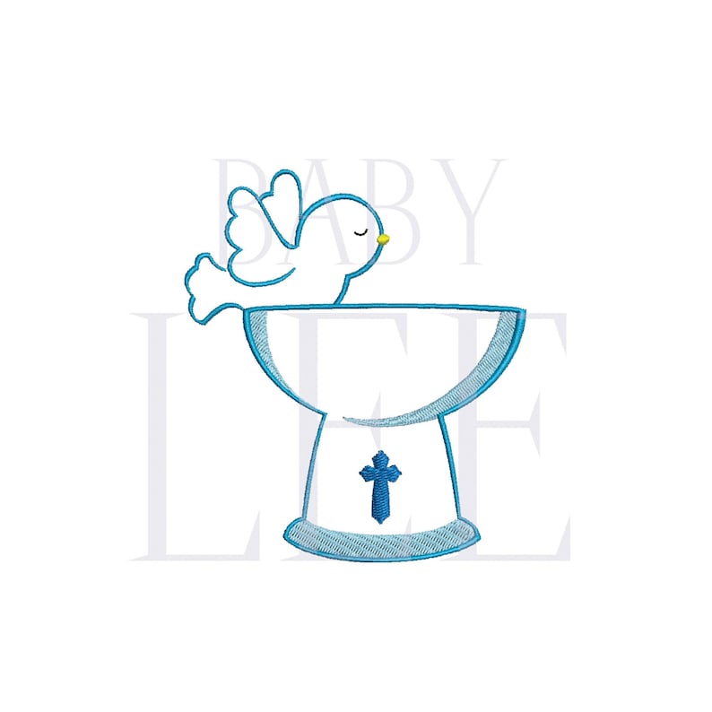 Religious Bird-baptism-christening Digital Machine Embroidery - Etsy