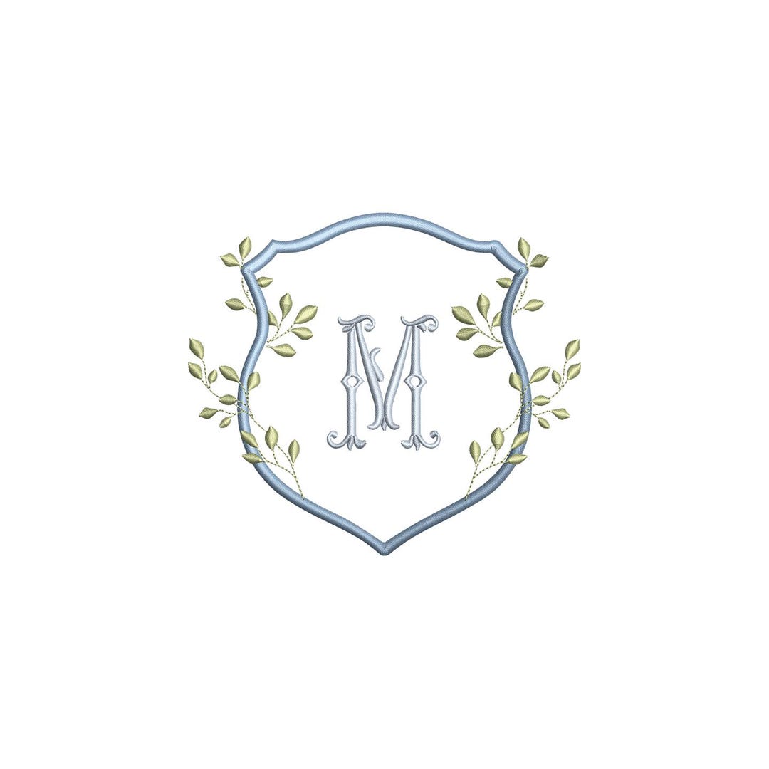Vintage Floral Crest With Leaves Digital Machine Embroidery File ...