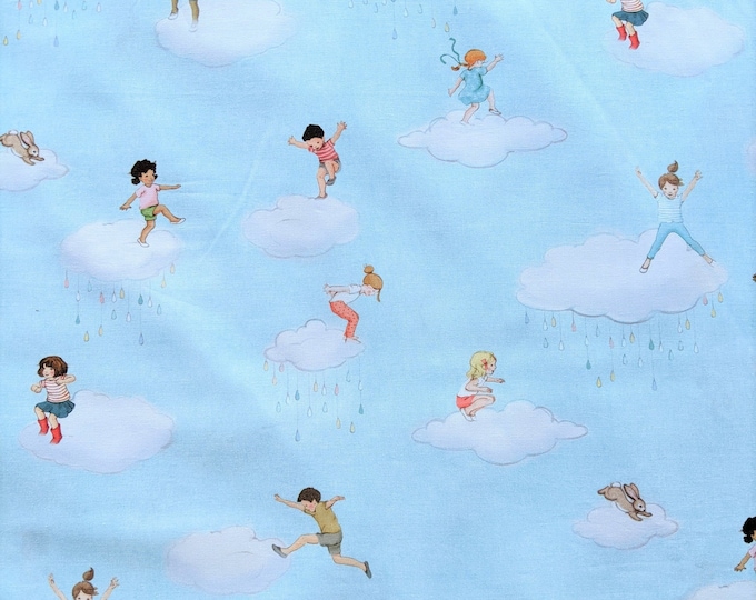 Belle and Boo Cloud Jumping Fabric/fat Quarter Cut/1/2 Yard Cuts ...