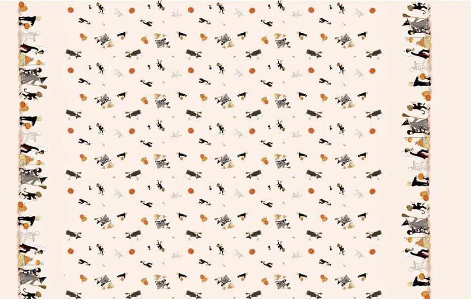 Belle and Boo Halloween Fabric: Double Border Cotton Poplin - Etsy
