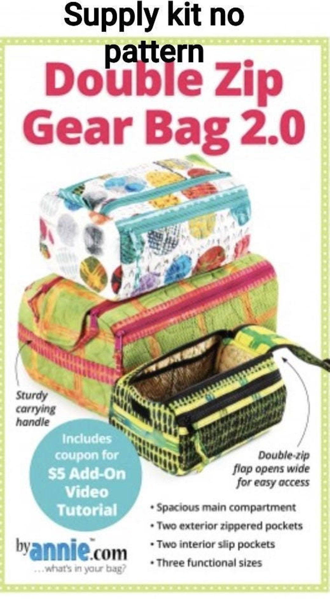 Double Zip Gear Bag 2.0 Supply Kit/strapping/zippers/soft and Stable ...