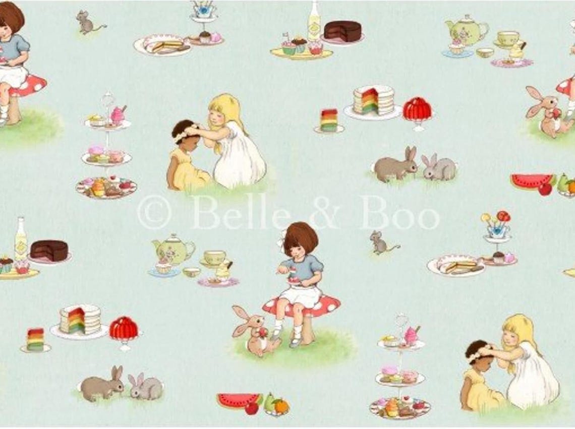 Belle and Boo Fabric: Afternoon Tea, Vintage Style Cotton Poplin - Etsy