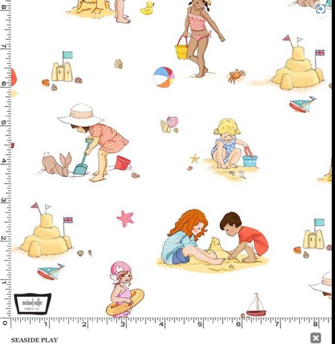NEW Belle and Boo White Seaside Play/fat Quarter Cuts/1/2 Yard Cuts/1 Yard/children's Fabric ...