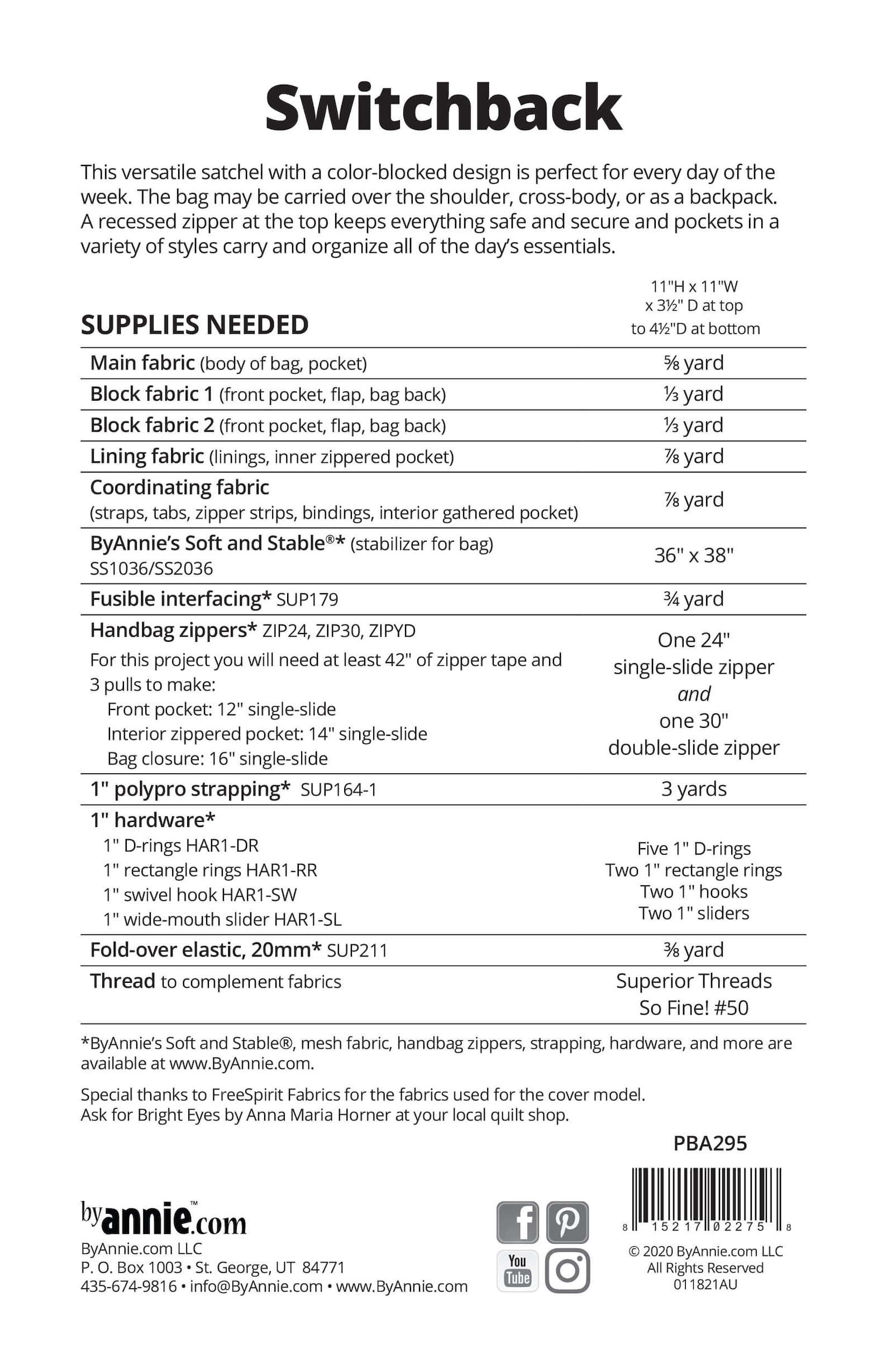 Switchback Pattern/patterns by Annie/paper Pattern/convertible Backpack ...