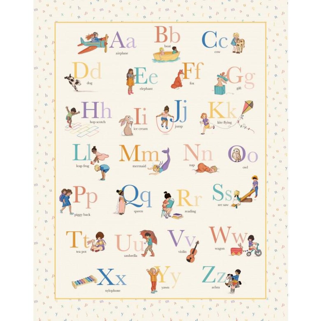 NEW Belle and Boo A to Z Alphabet Panel 36" Repeat/1 Yard/children's ...