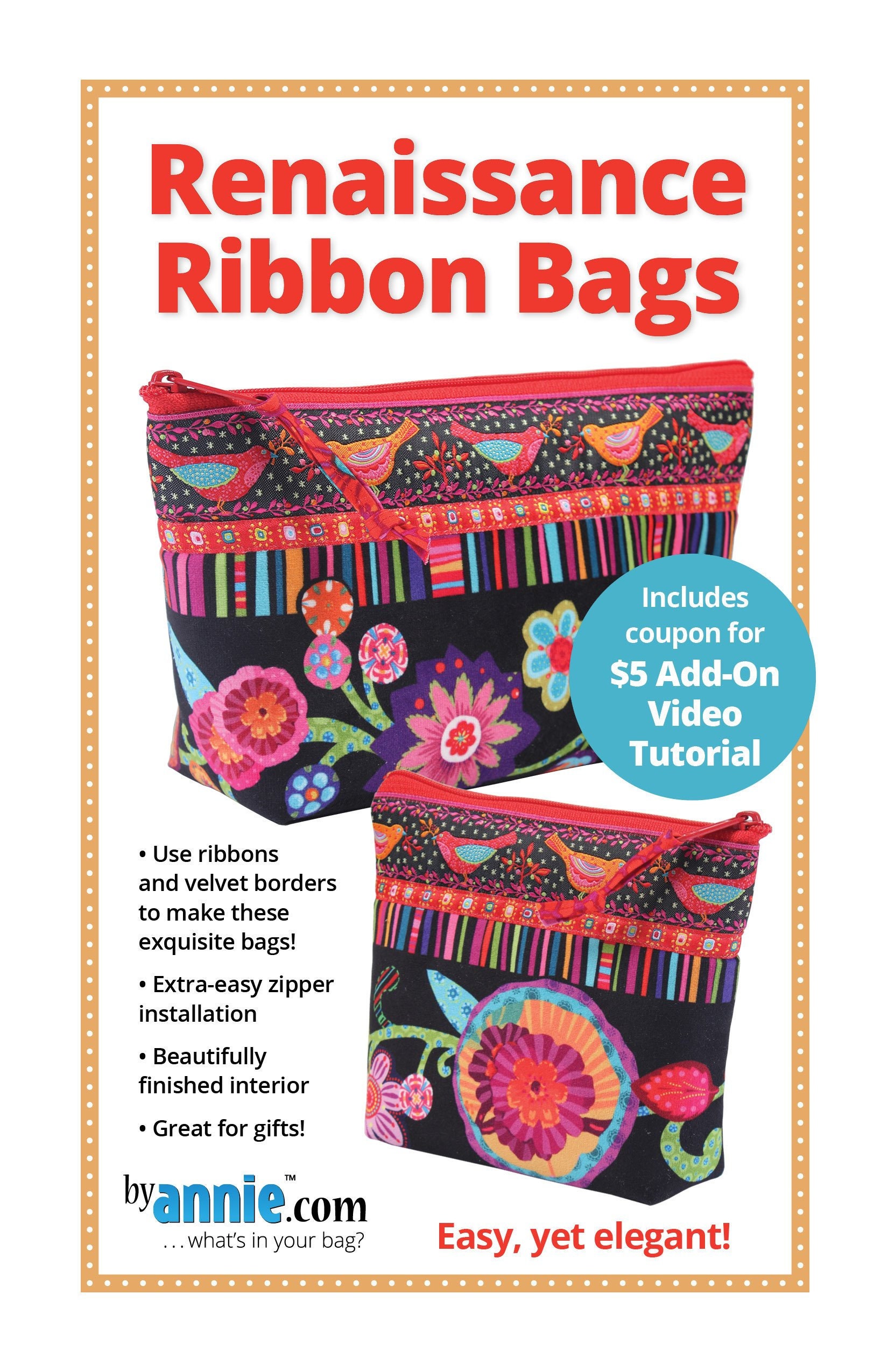 Renaissance Ribbon Bag Pattern: Zippered Tote & Cosmetic Bag - Etsy