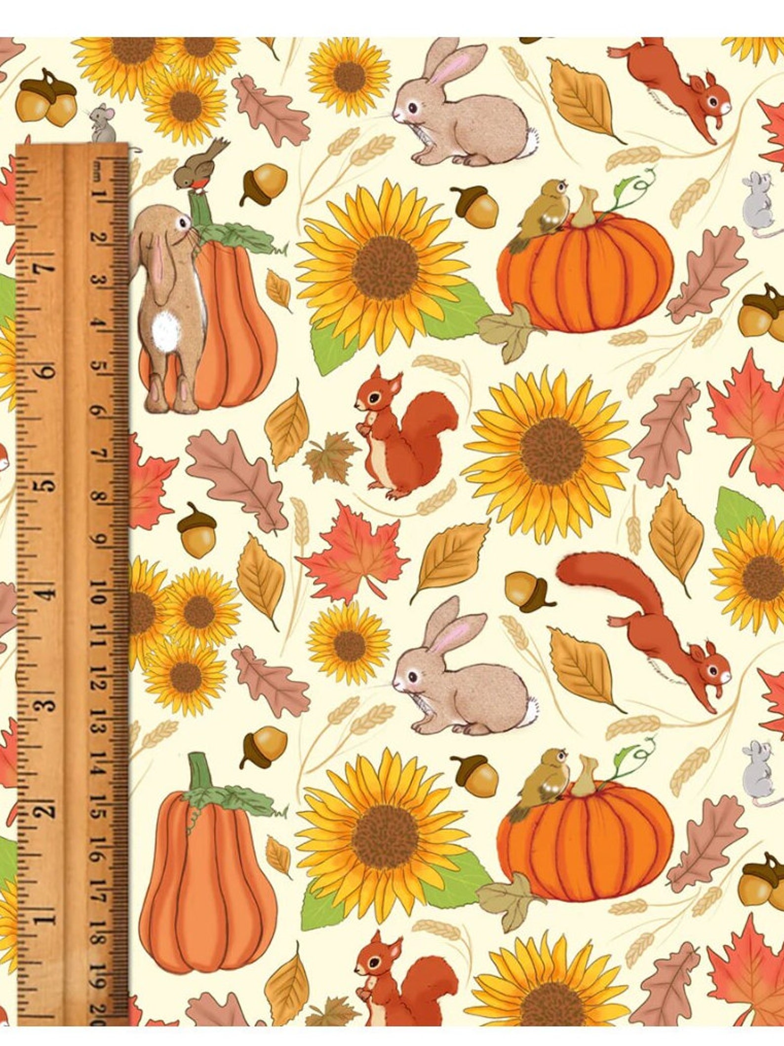 Belle and Boo Halloween Ditsy Autumnal Fabric Fat Quarter 1/2 Yard Cuts ...