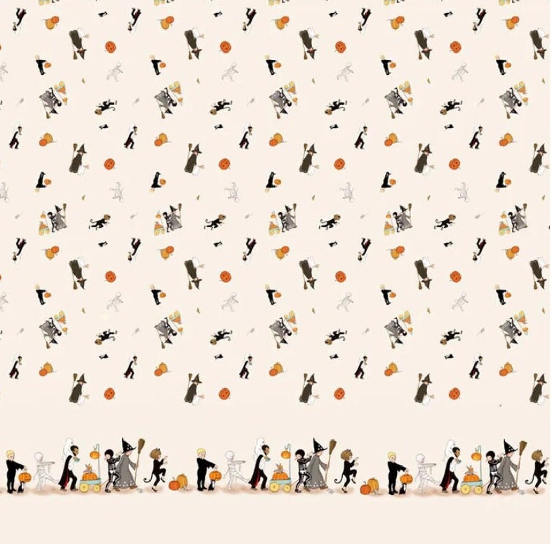Belle and Boo Halloween Fabric: Double Border Cotton Poplin - Etsy