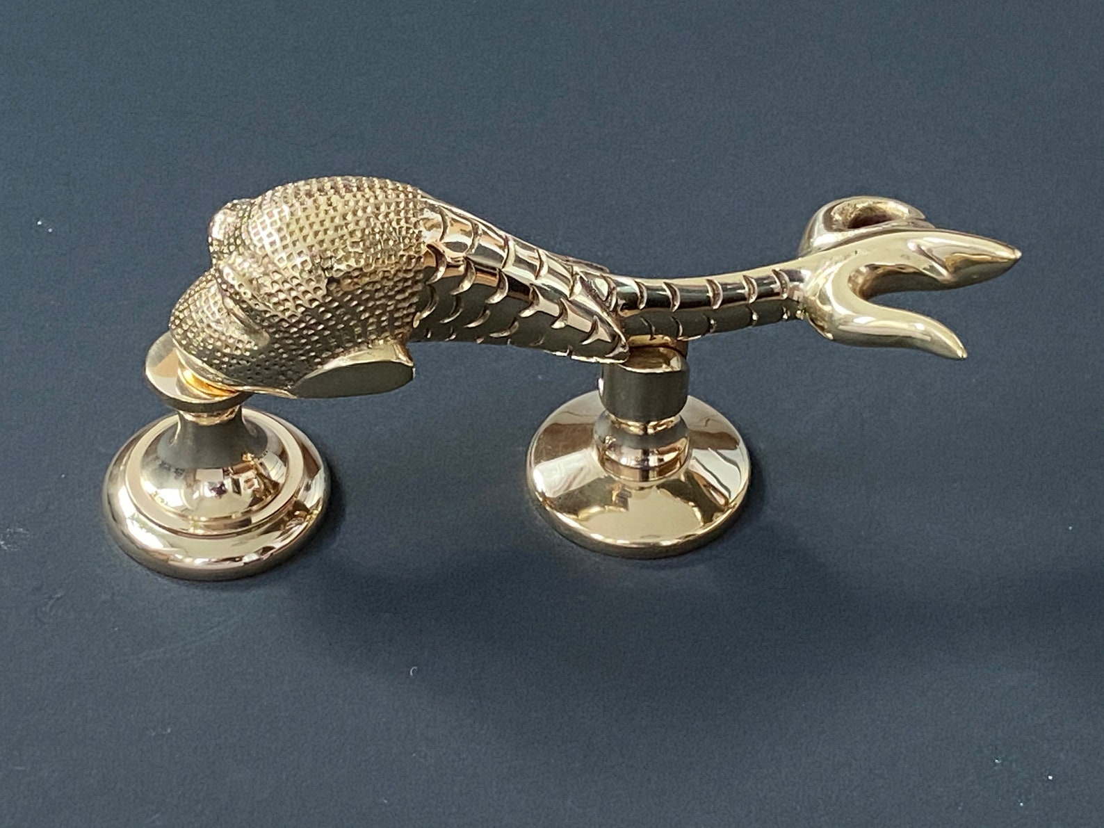 Large Fish Door Knocker Polished Solid Brass Gold Finish | Etsy