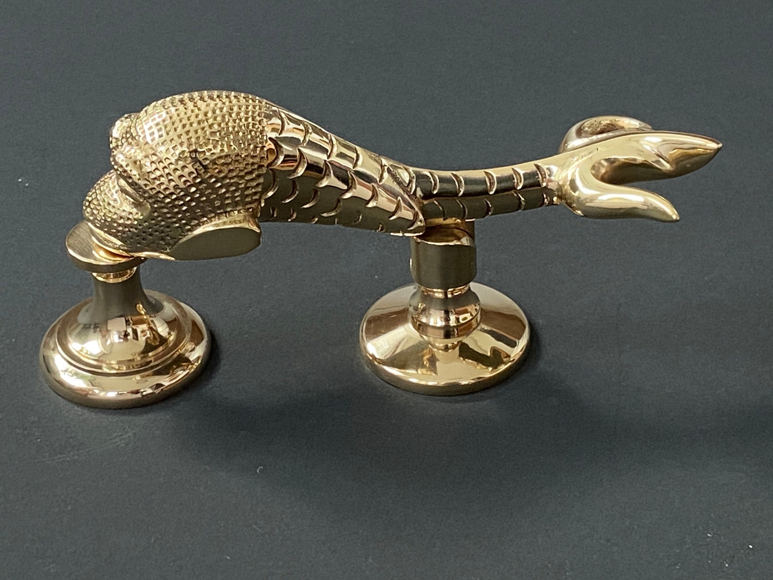 Large Fish Door Knocker Polished Solid Brass Gold Finish - Etsy