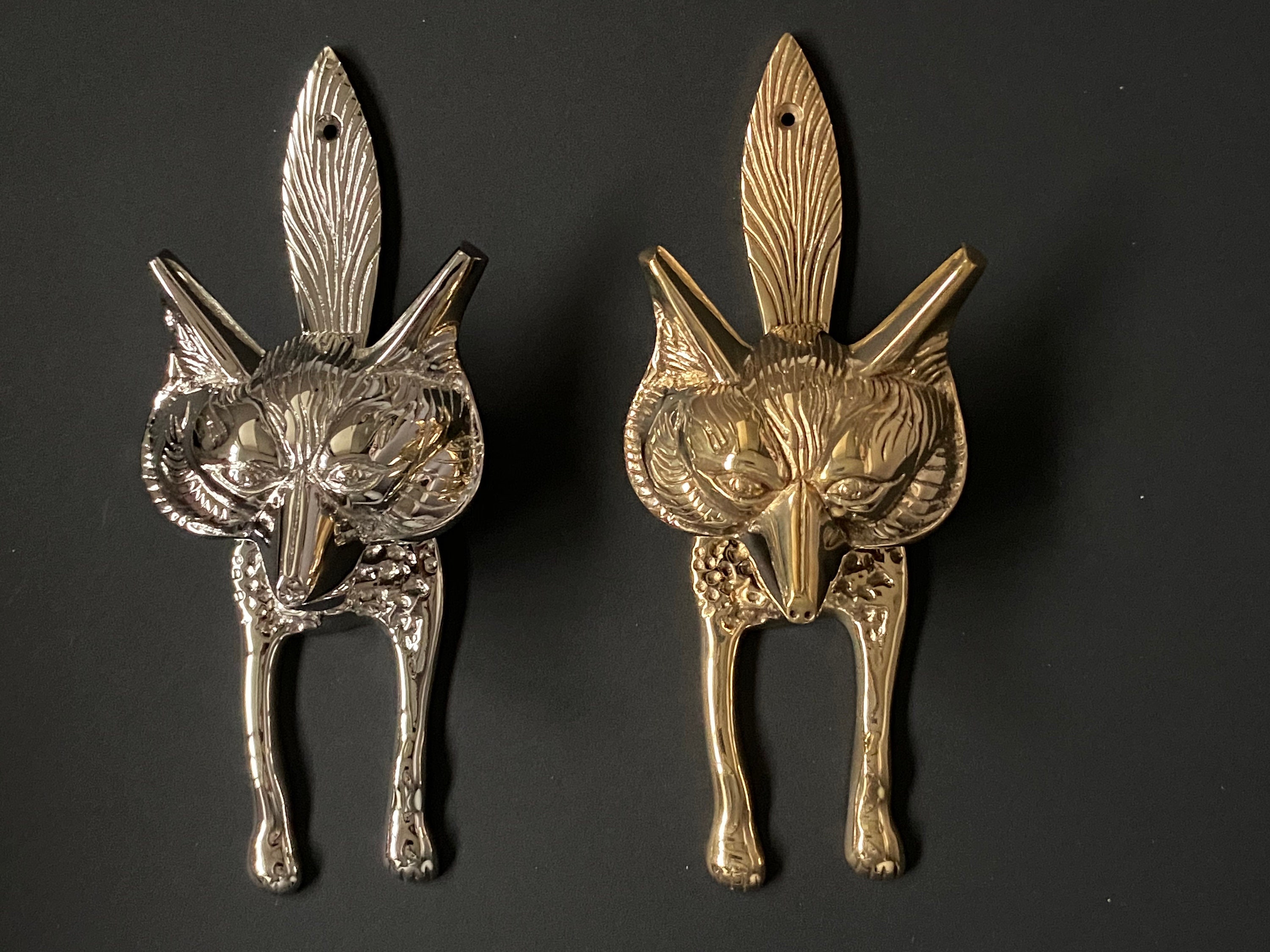Fox Door Knocker Various Finishes Polished Solid Brass Gold or Nickel ...