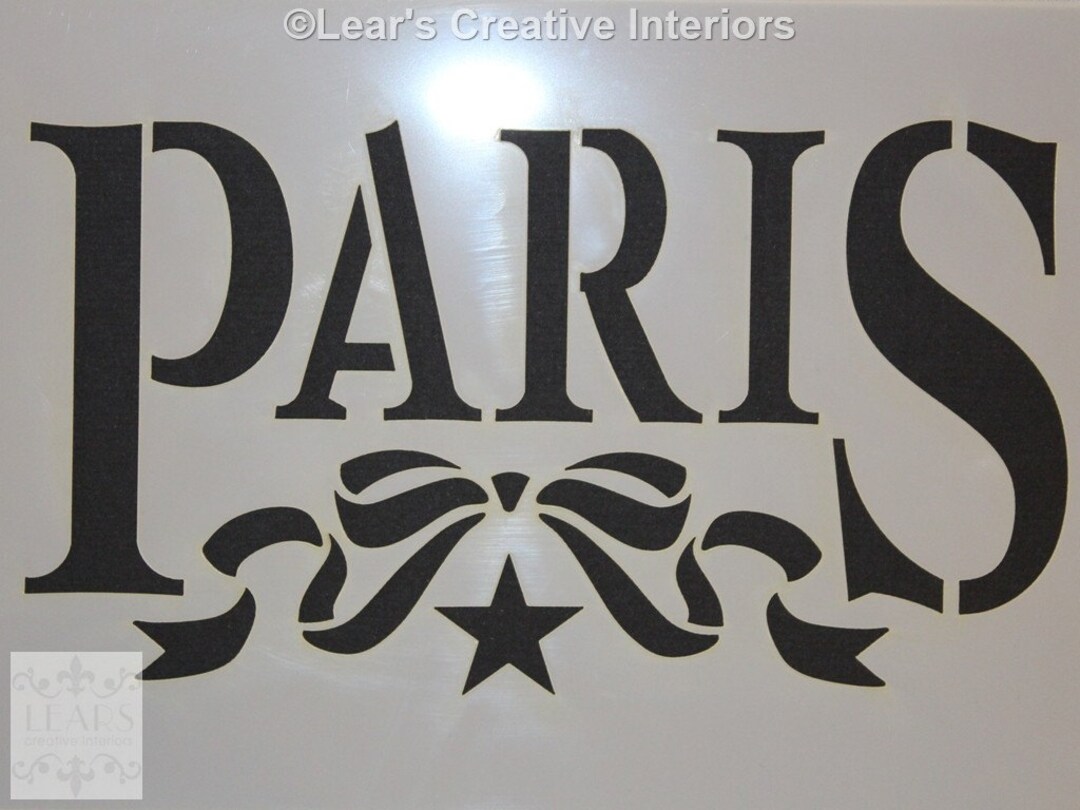 Paris Stencil French With Ribbons Bows Stars A5 Wall Art Decal by Lear ...