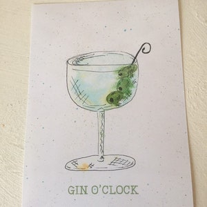 Gin O'clock Greetings Card - Birthday, Mothers Day, Friends, -gin ...