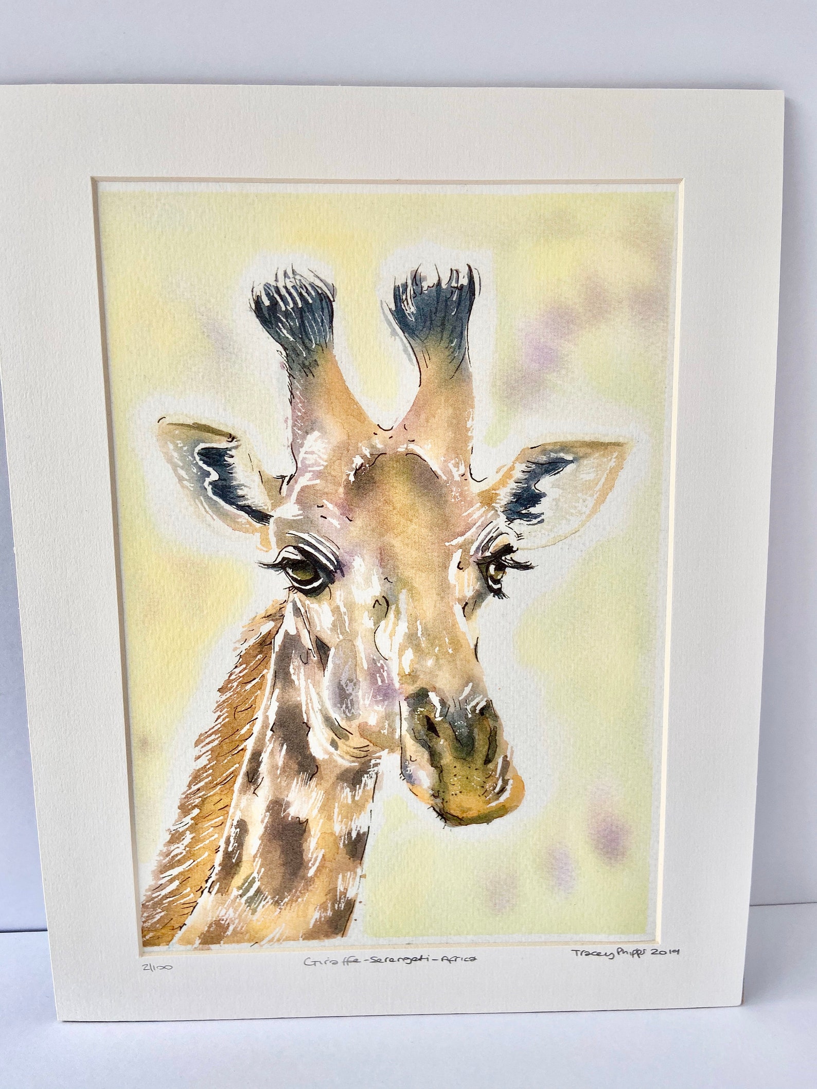 Giraffe Watercoloursafari Animal Artworkwildlife - Etsy