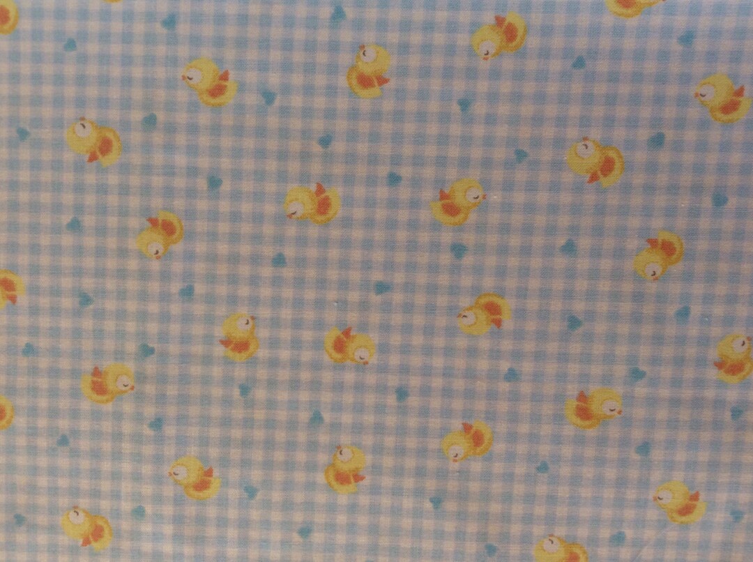 Cute Blue Checkered Duck Fabric - 100% Cotton, 44/45" - BTY or Half ...