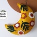 Felt Floral Moon, Felt Moon, Hanging Moon, Felt Crescent Moon, Summer ...