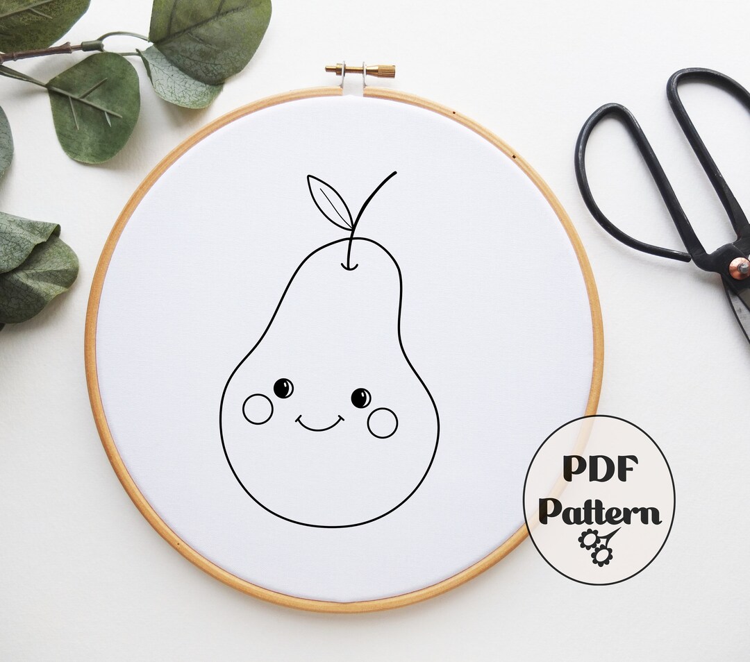 Happy Pear Hand Embroidery Pattern: Fun Kids Design (PDF Pattern) - Etsy