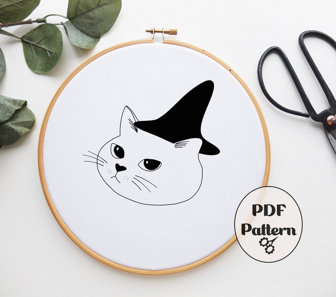 Spooky Cat, Hand Embroidery Pattern, PDF Pattern, Embroidery Design ...