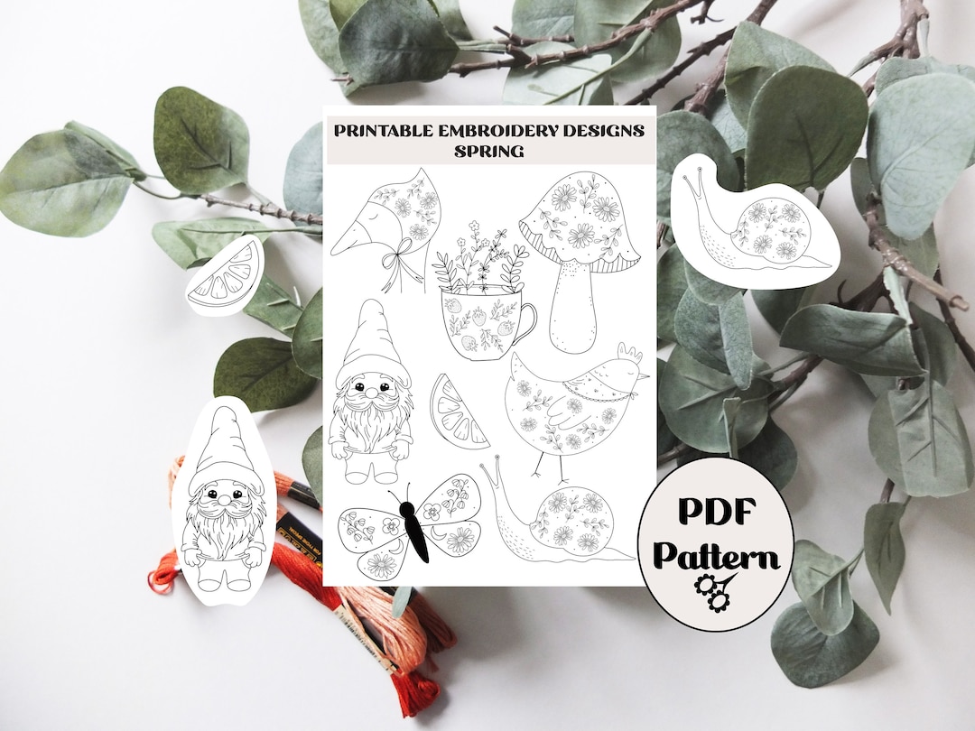 Embroidery Printable Sheet, Hand Embroidery Pattern, PDF Pattern ...